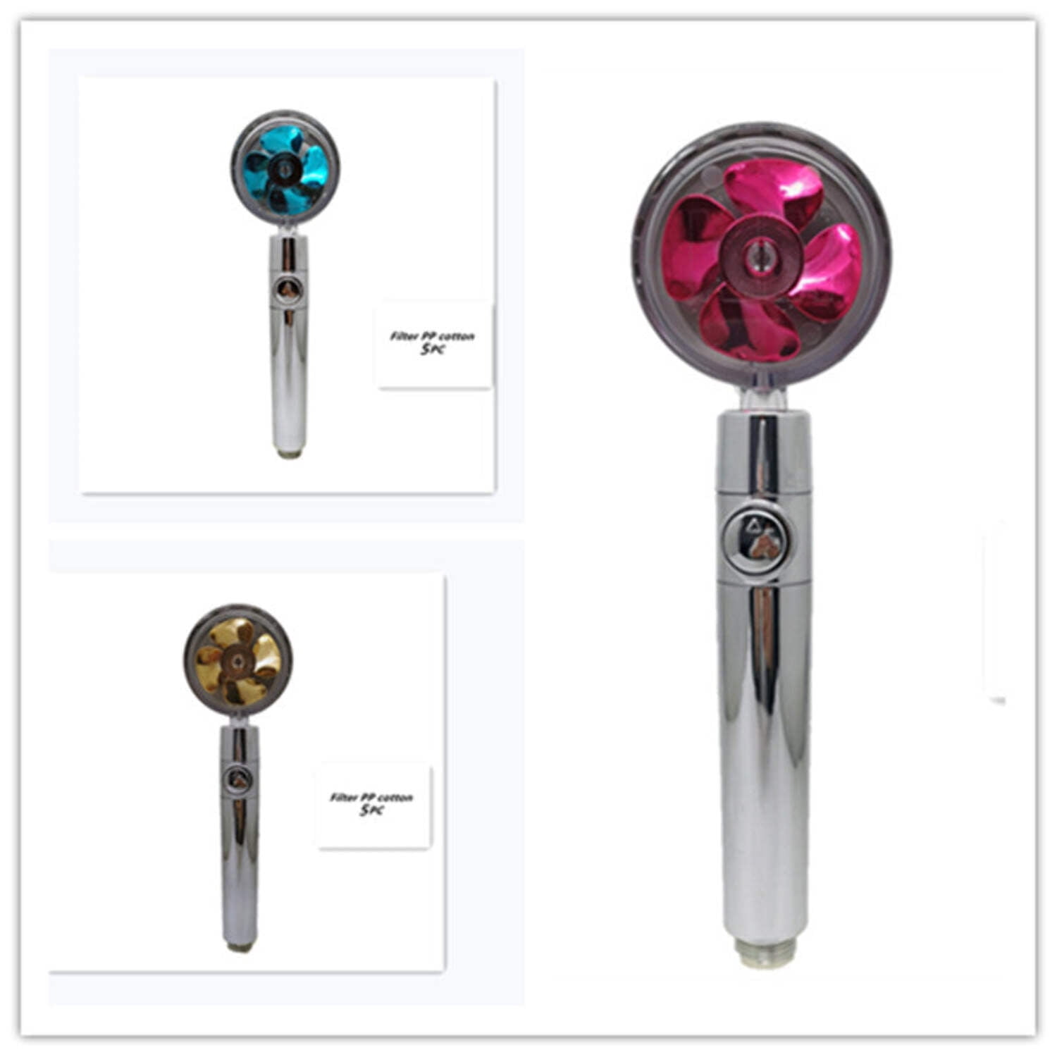Propeller Driven Shower Head With Stop Button And Cotton Filter ...