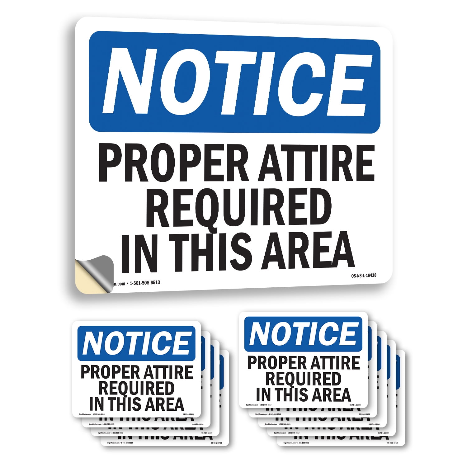 Proper Attire Required In This Area OSHA Notice Vinyl Decal Label 10 ...