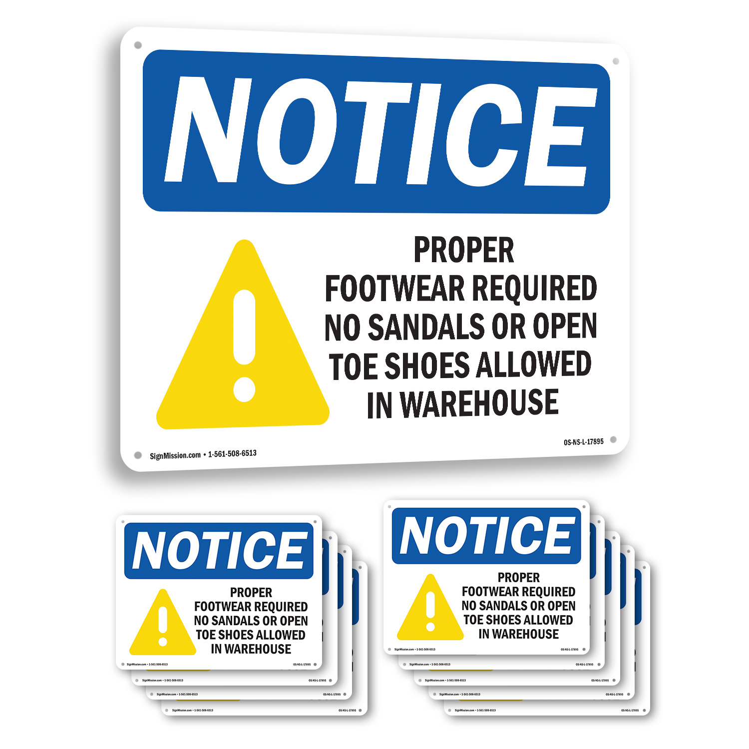 Proper Footwear Required No OSHA Notice Rigid Plastic Sign 10 Inch x 7 ...