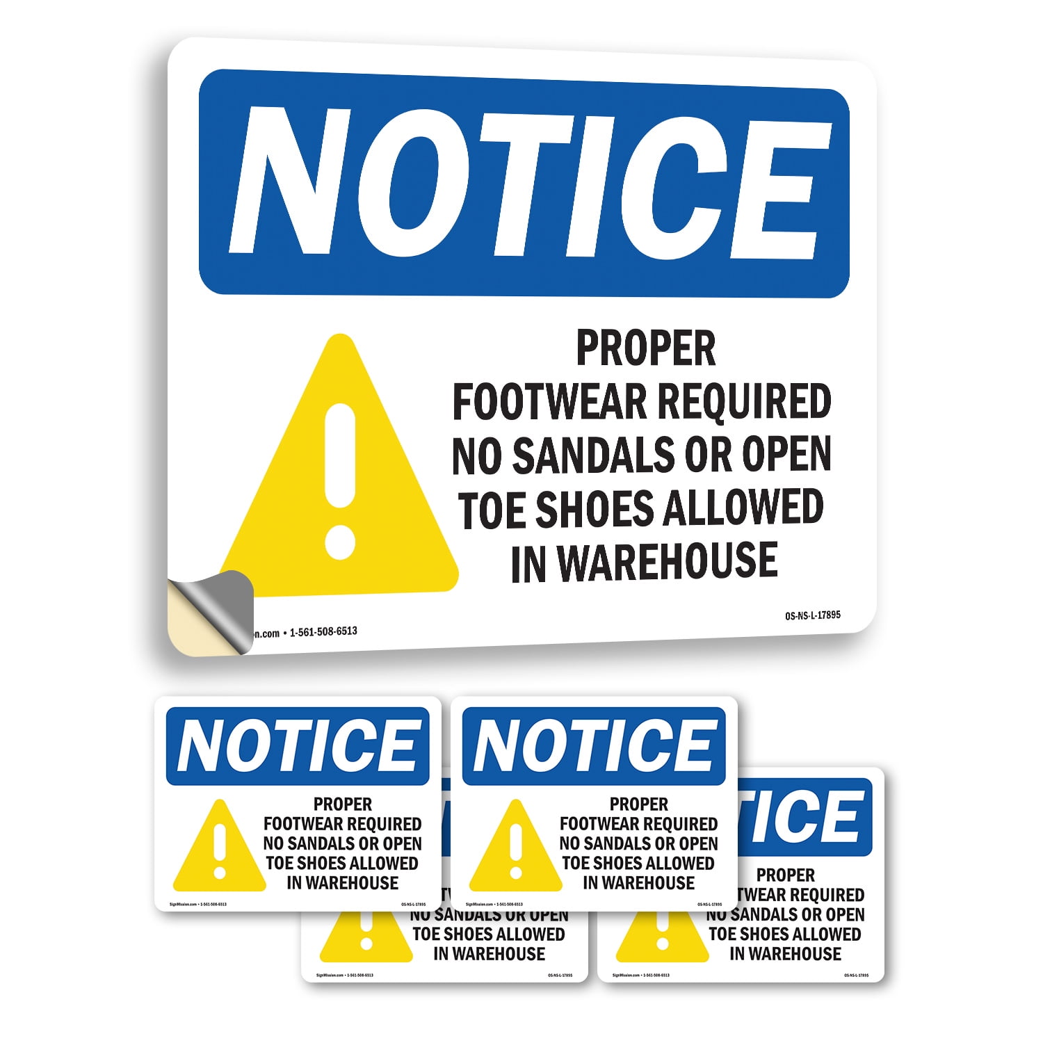 Proper Footwear Required No With Symbol OSHA Notice Vinyl Decal Label ...