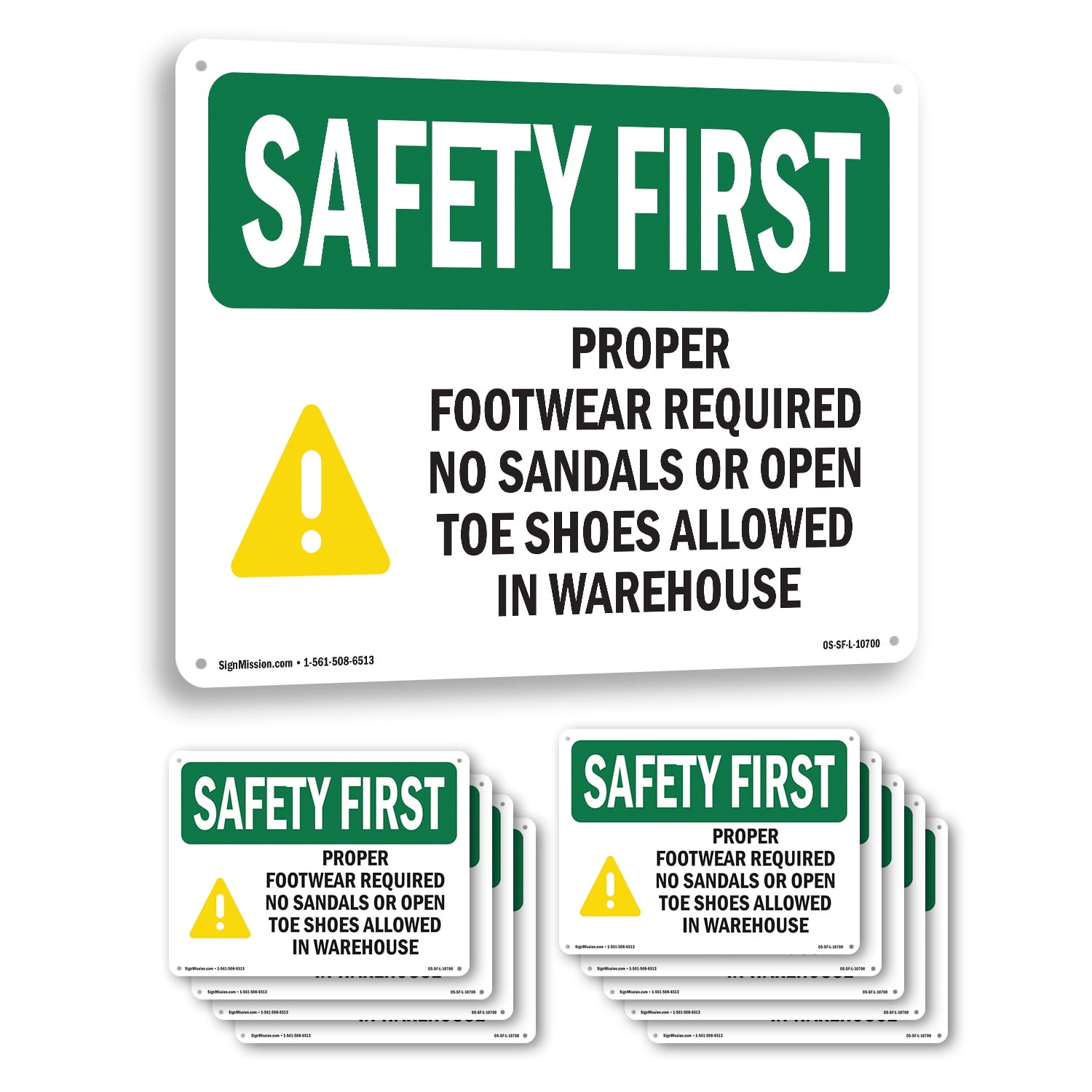 Proper Footwear Required No With Symbol OSHA SAFETY FIRST Aluminum Sign ...