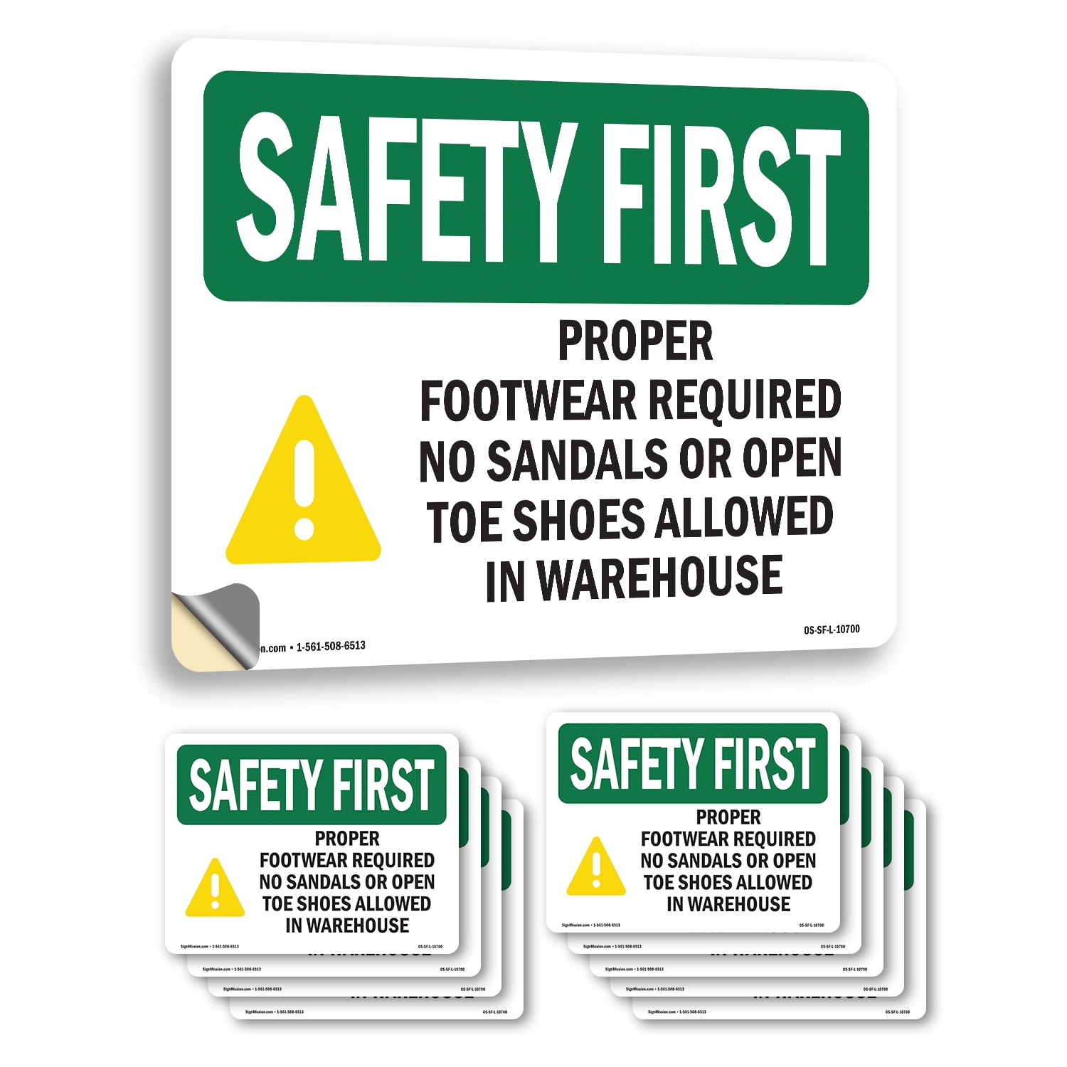 Proper Footwear Required No With Symbol OSHA SAFETY FIRST Vinyl Decal ...