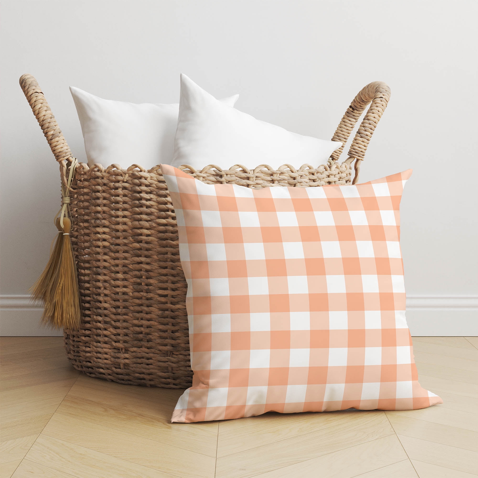 Proper Gingham Peach Throw Pillow - Walmart.com
