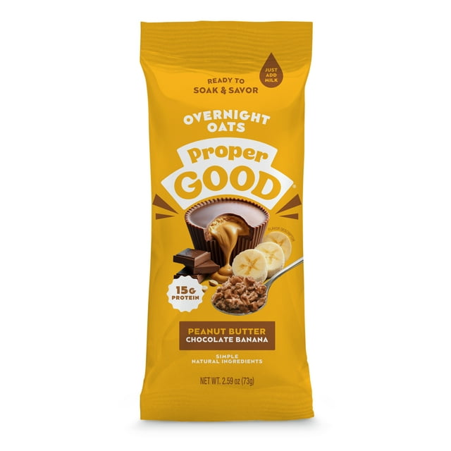 Proper Good Chocolate Banana Peanut Butter Overnight Oats, 15g Protein ...