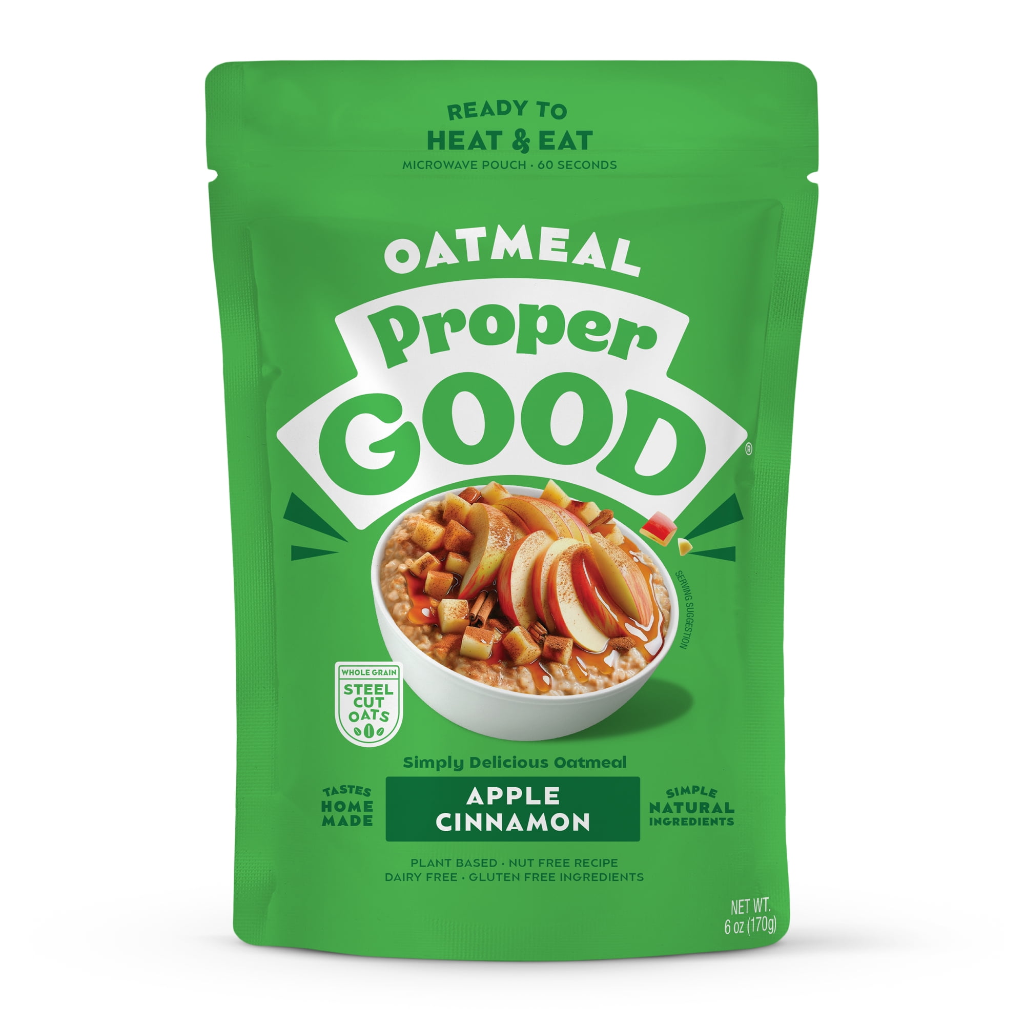 Proper Good Instant Apple Cinnamon Oatmeal, Steel Cut Oats, Shelf ...