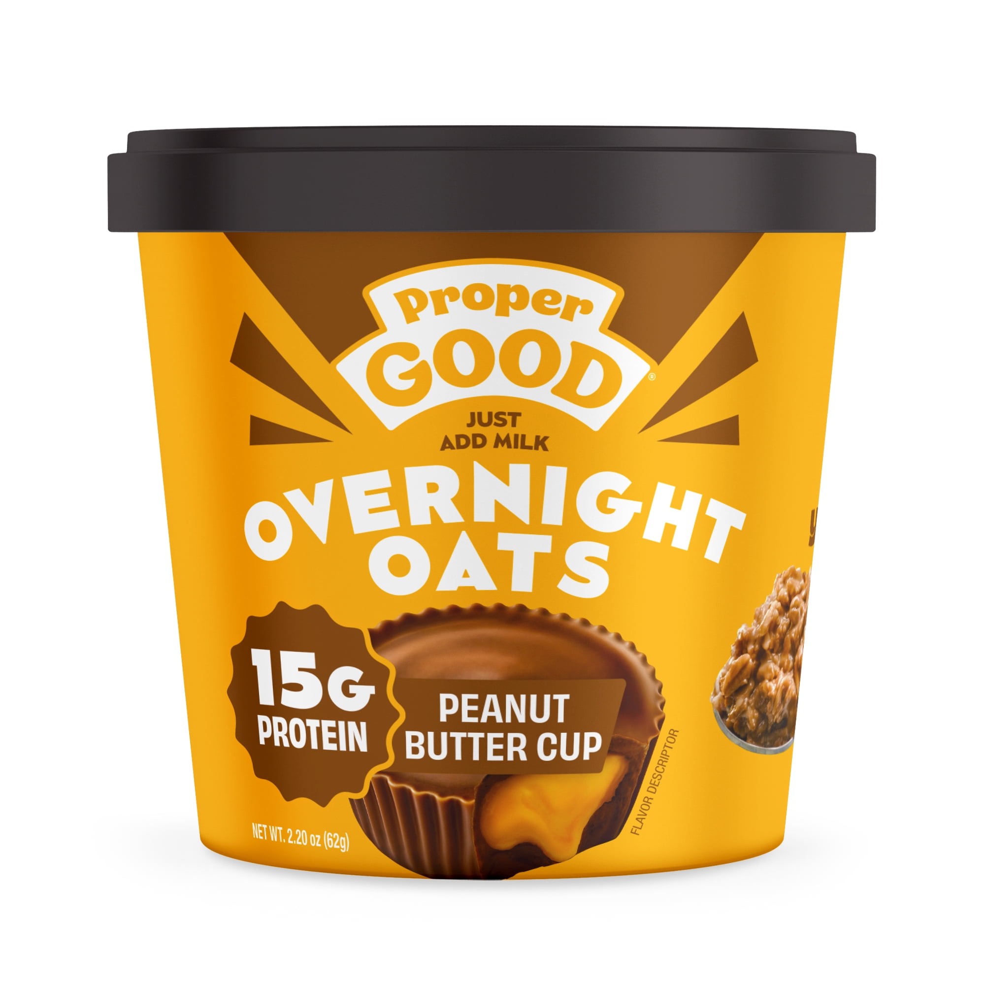 Proper Good Peanut Butter Cup Overnight Oats, 15g Protein, Shelf-Stable ...