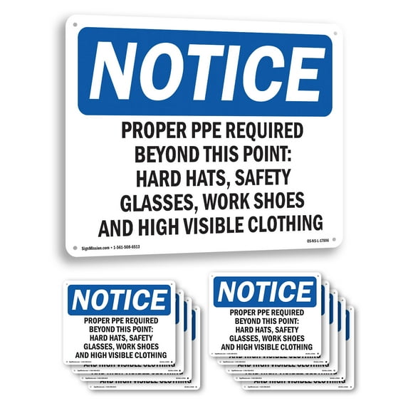 Proper PPE Required Beyond This Point Hard OSHA Notice Aluminum Sign 18 ...