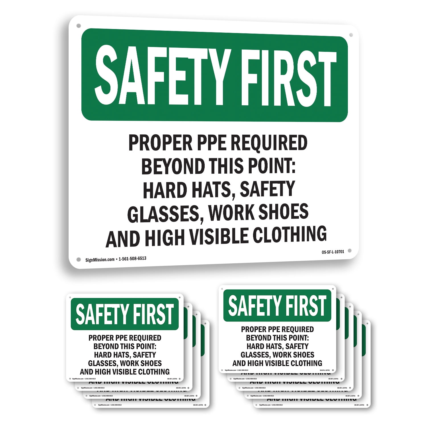 Proper PPE Required Beyond This Point OSHA SAFETY FIRST Aluminum Sign ...