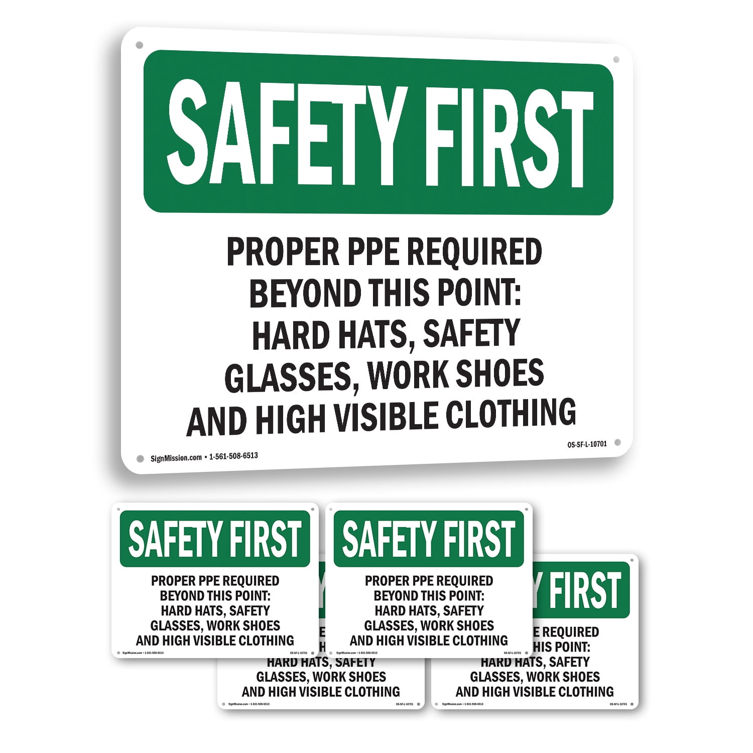 Proper PPE Required Beyond This Point OSHA SAFETY FIRST Aluminum Sign ...