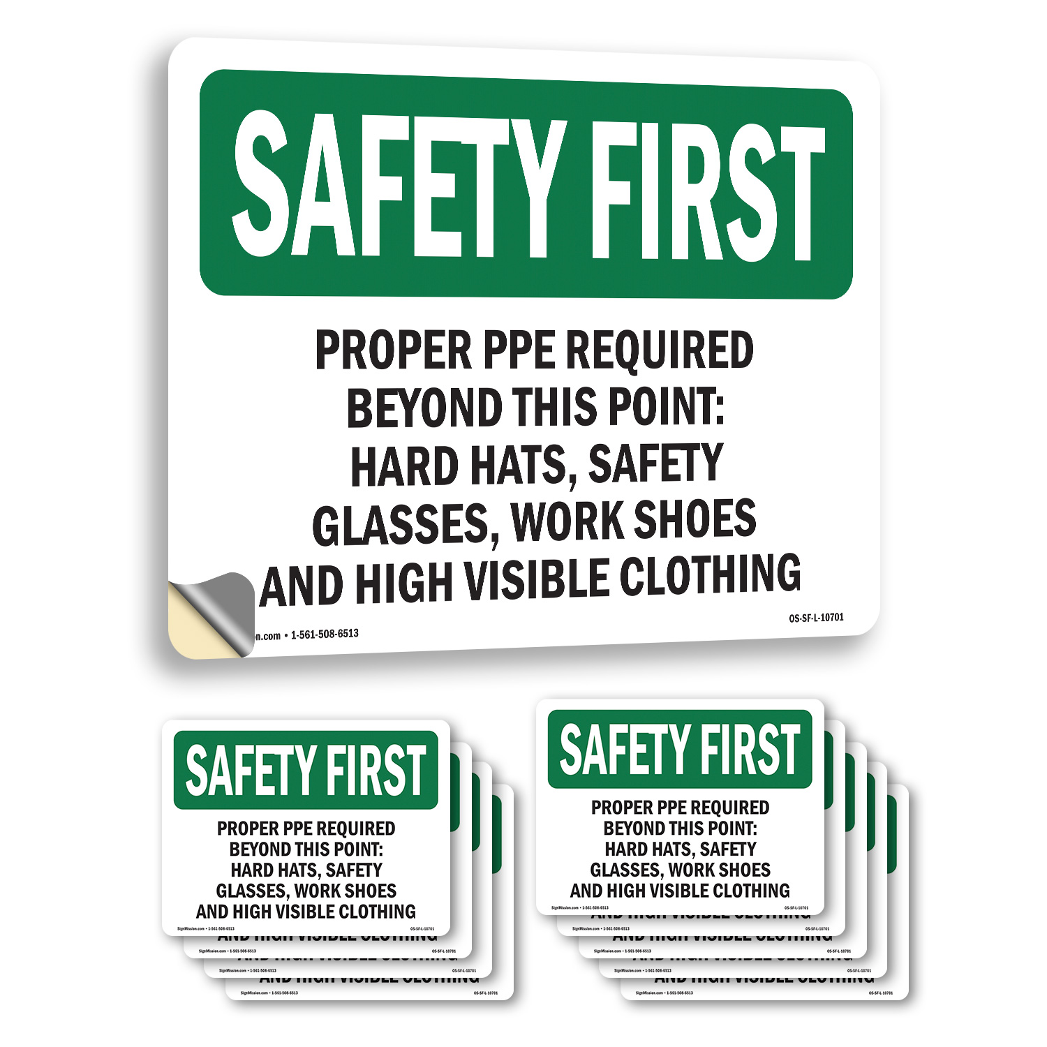 Proper PPE Required Beyond This Point OSHA SAFETY FIRST Vinyl Decal ...