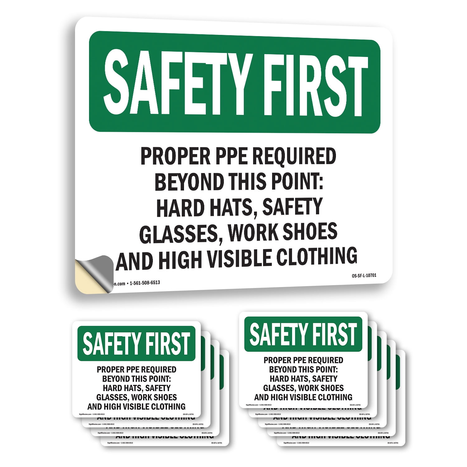 Proper PPE Required Beyond This Point OSHA SAFETY FIRST Vinyl Decal ...