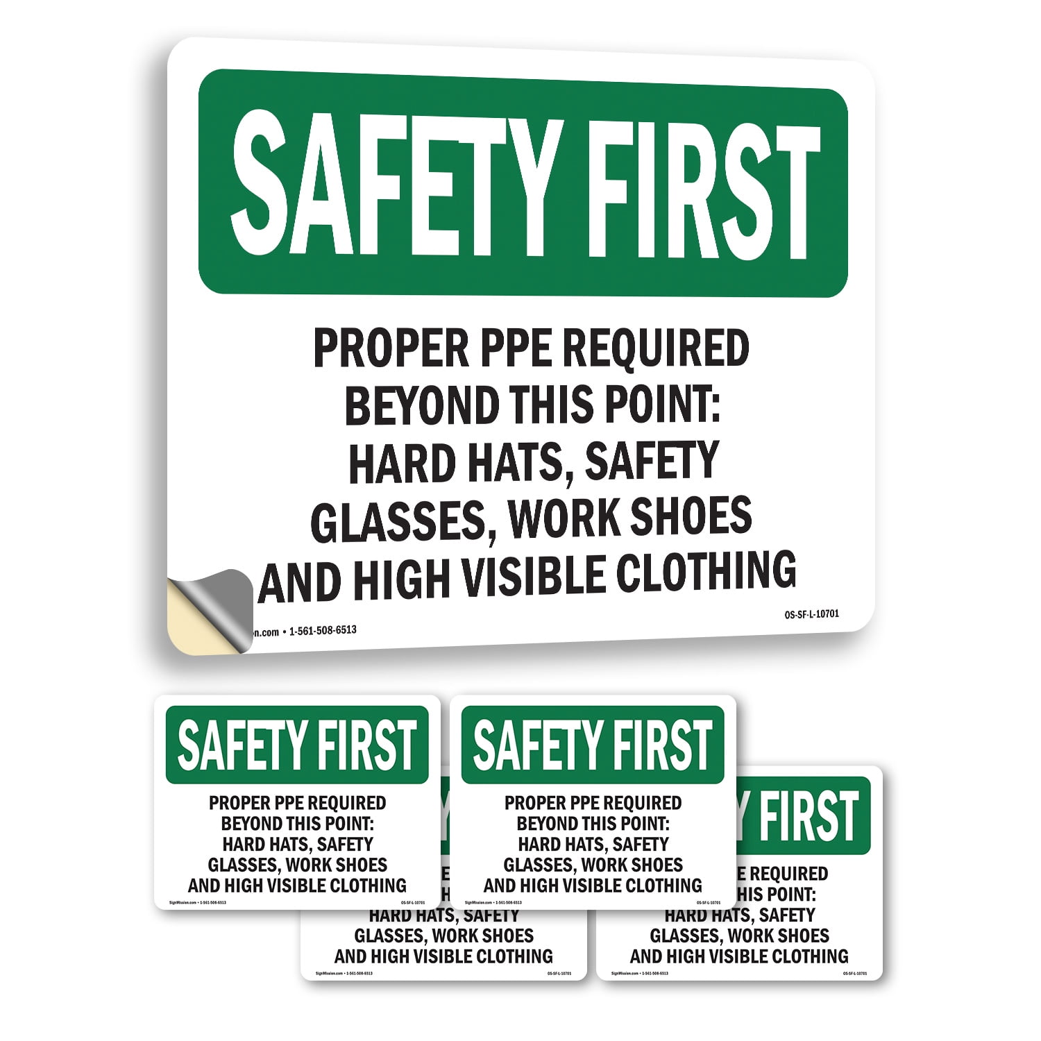 Proper PPE Required Beyond This Point OSHA SAFETY FIRST Vinyl Decal ...