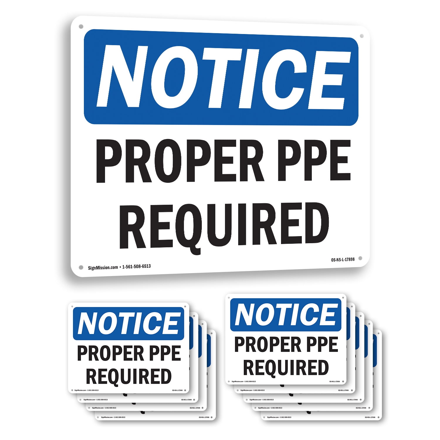 Proper PPE Required OSHA Notice Aluminum Sign 10 Inch x 7 Inch - 10 ...