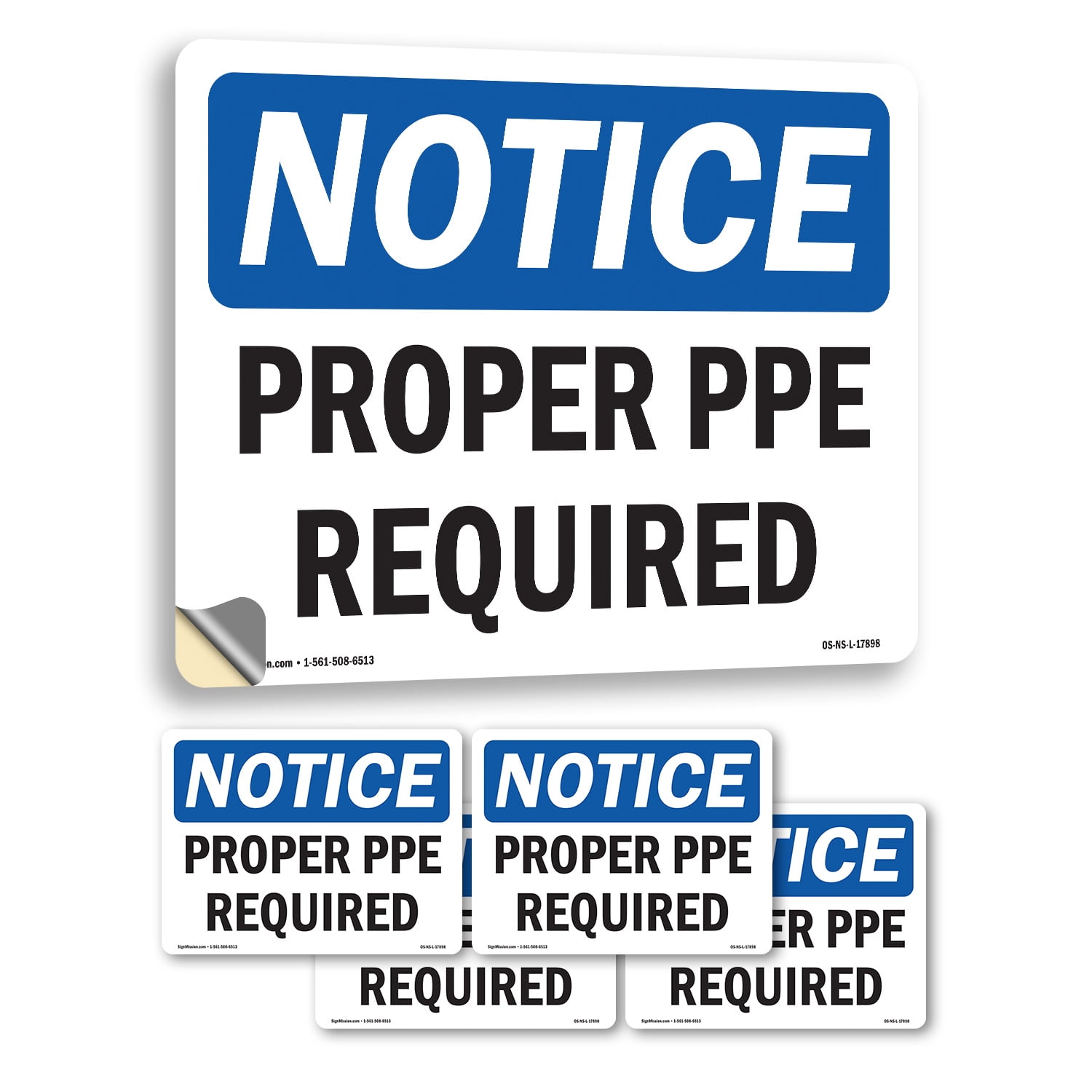 Proper PPE Required OSHA Notice Vinyl Decal Label 10 Inch x 7 Inch - 5 ...