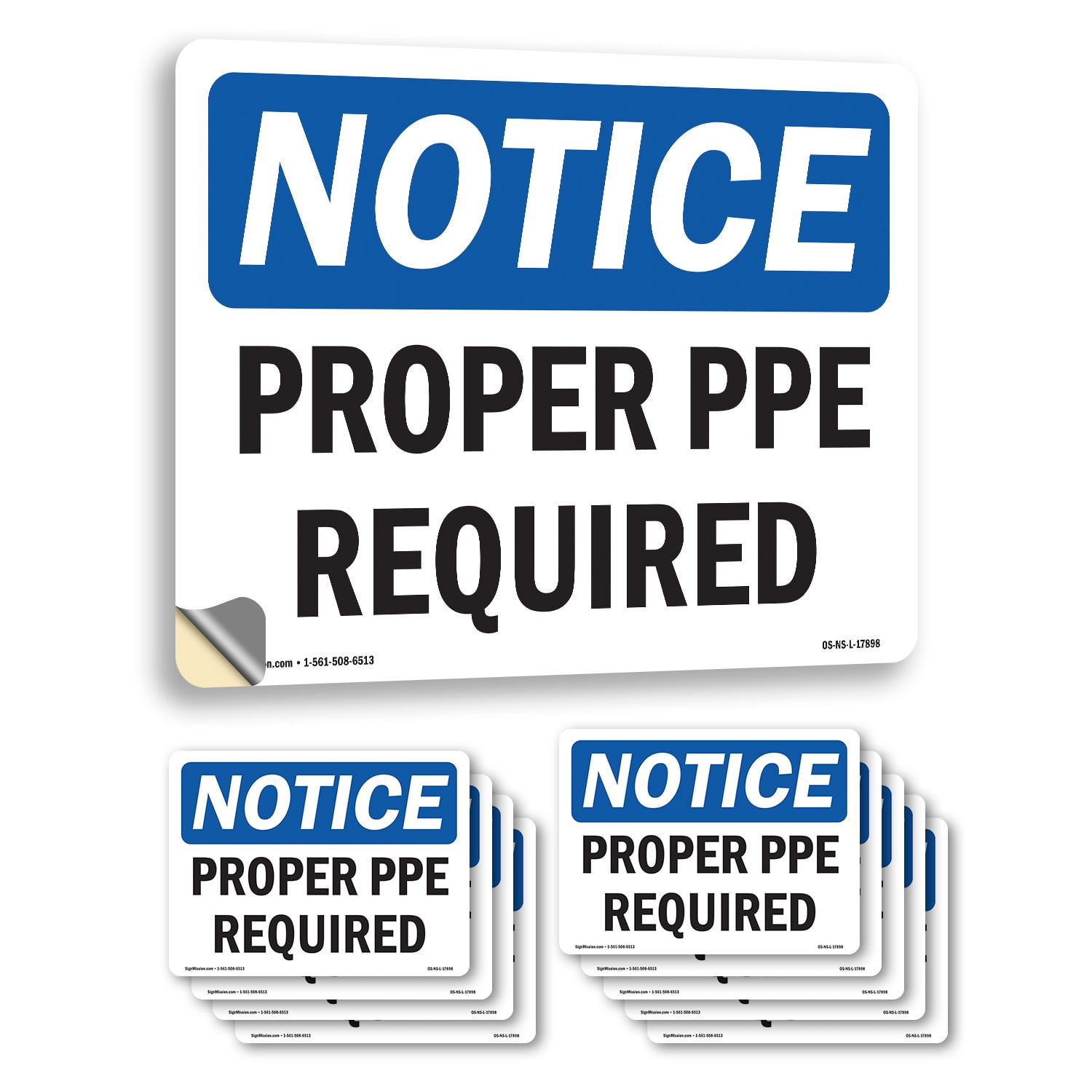 Proper PPE Required OSHA Notice Vinyl Decal Label 18 Inch x 12 Inch ...