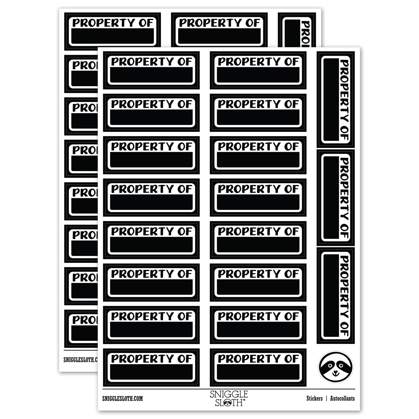 Property Of Fill-in Sticker Set - Black - Matte Finish - 2.00" Large ...