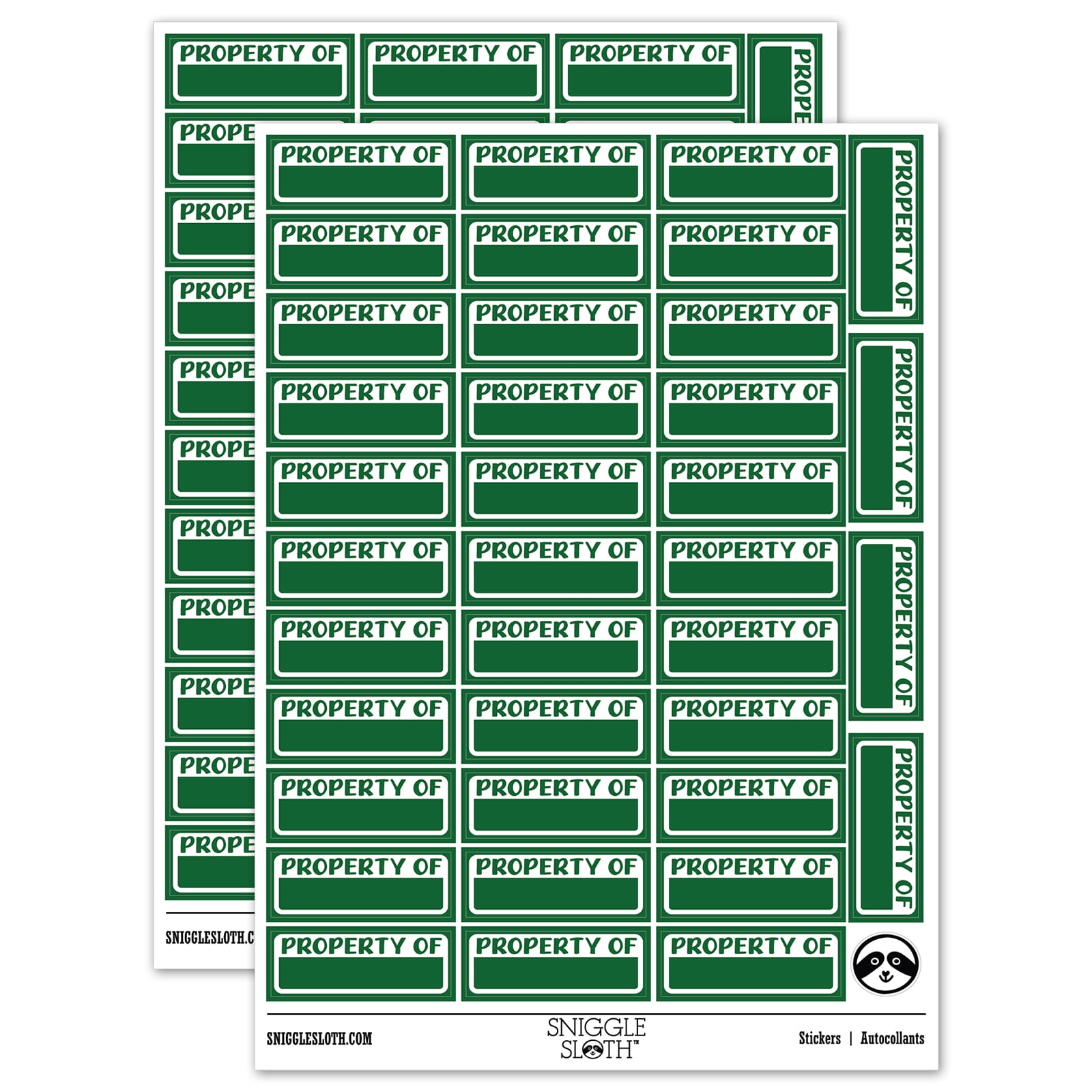 Property Of Fill-in Sticker Set - Dark Green - Gloss Finish - 1.5 ...