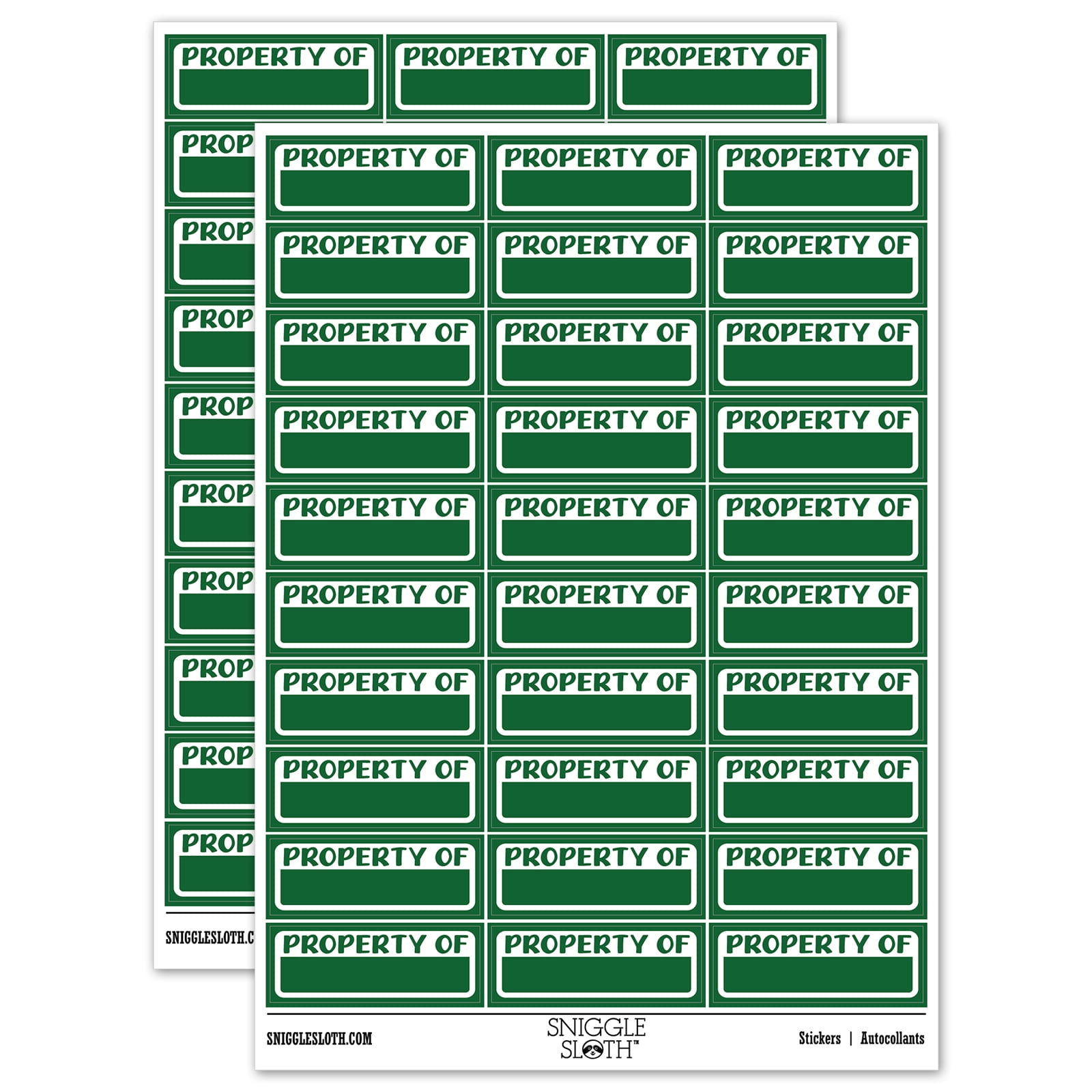 Property Of Fill-in Sticker Set - Dark Green - Gloss Finish - 1.75 ...