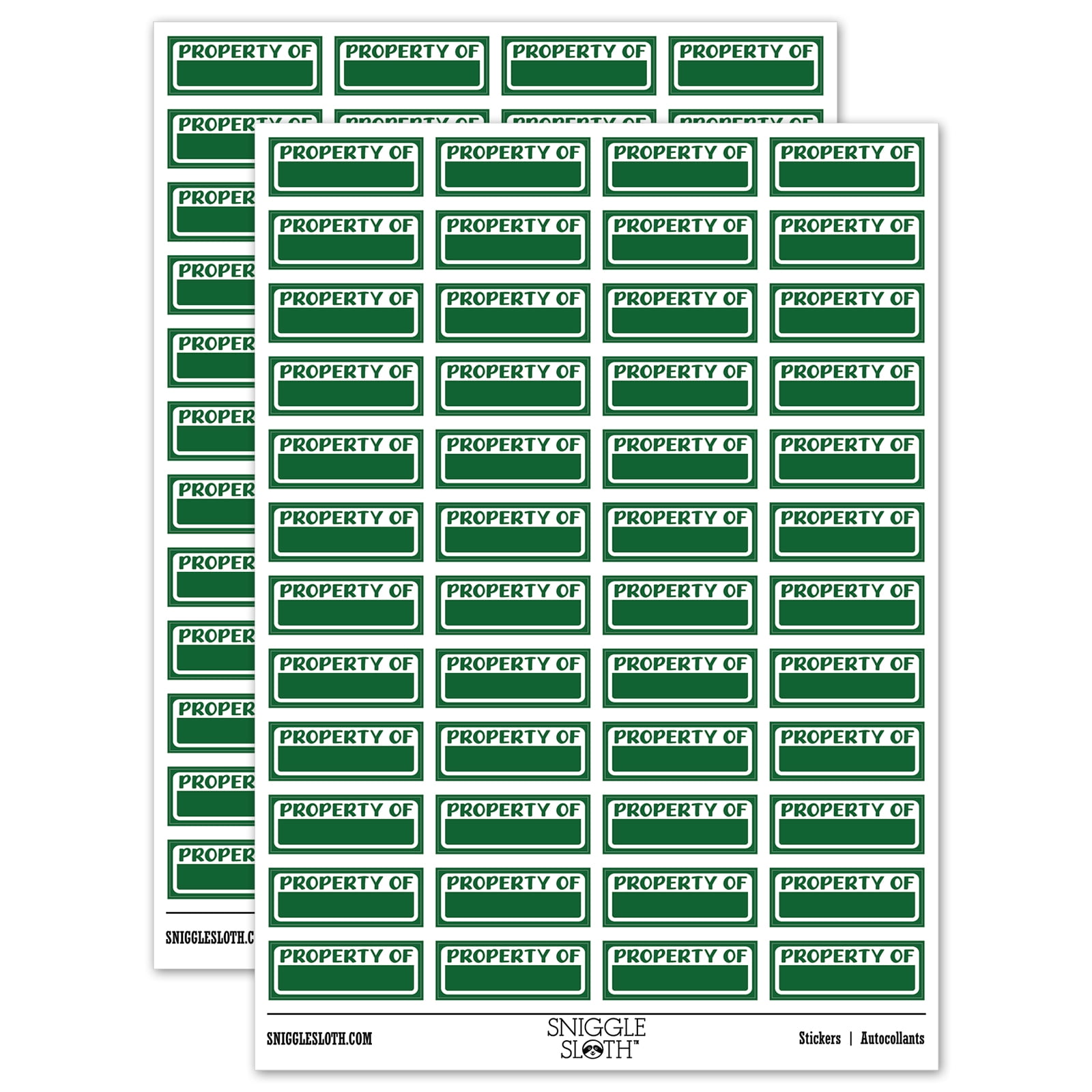 Property Of Fill-in Sticker Set - Dark Green - Matte Finish - 1.25 ...