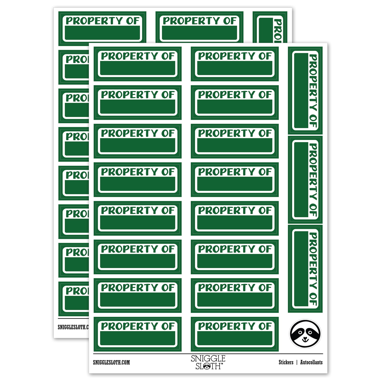Property Of Fill-in Sticker Set - Dark Green - Matte Finish - 2.00 ...