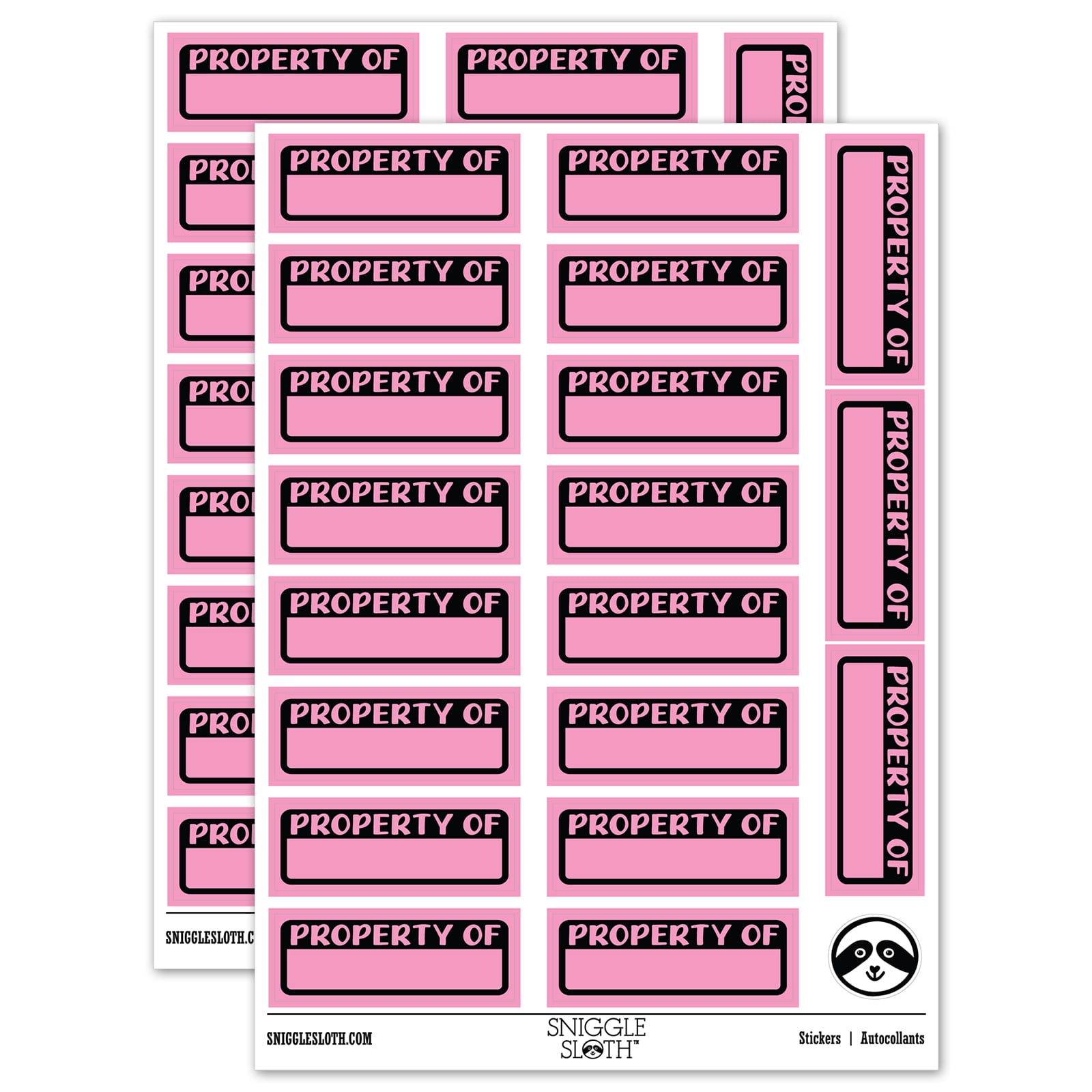 Property Of Fill-in Sticker Set - Light Pink - Matte Finish - 2.00 ...