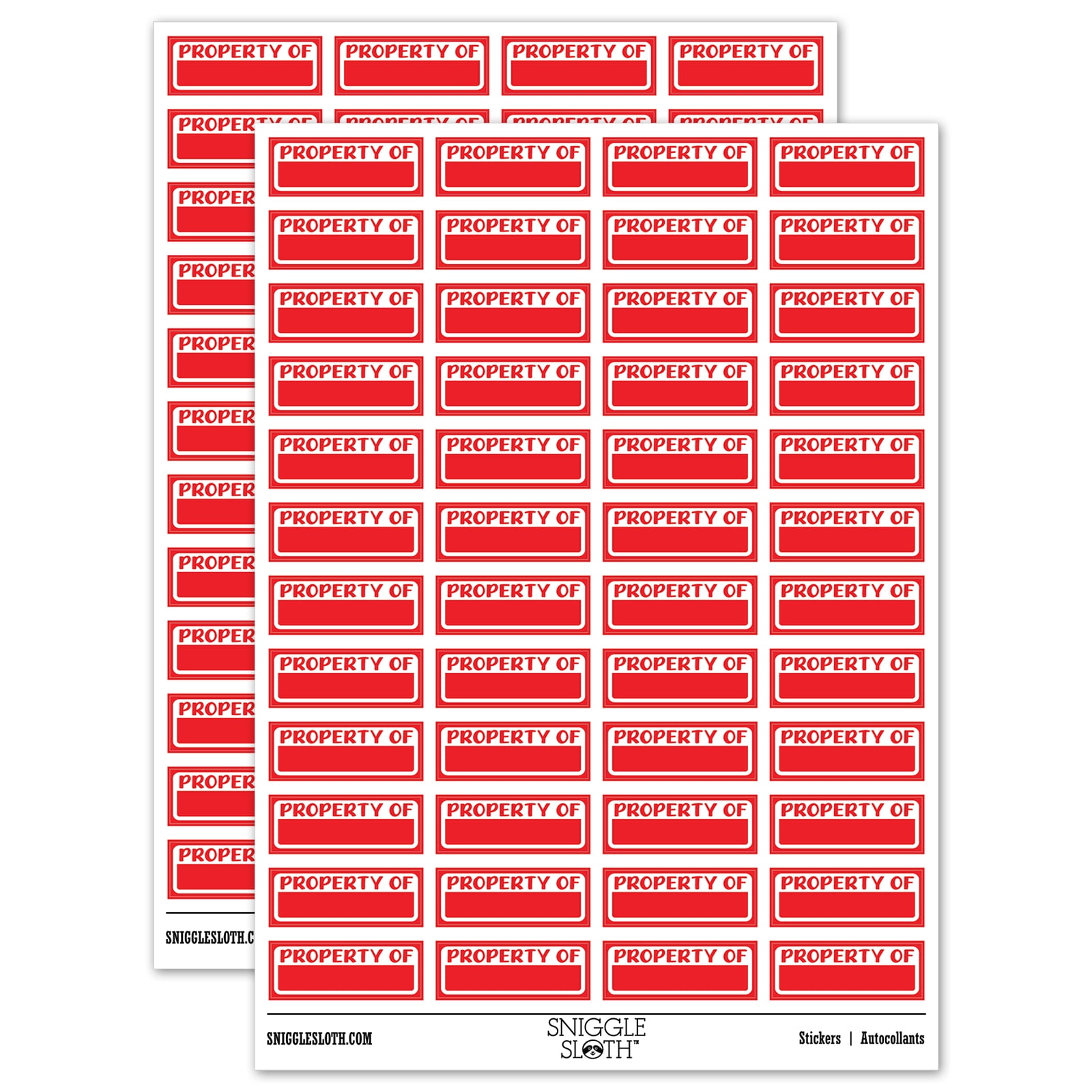 Property Of Fill-in Sticker Set - Red - Gloss Finish - 1.25" Mini ...