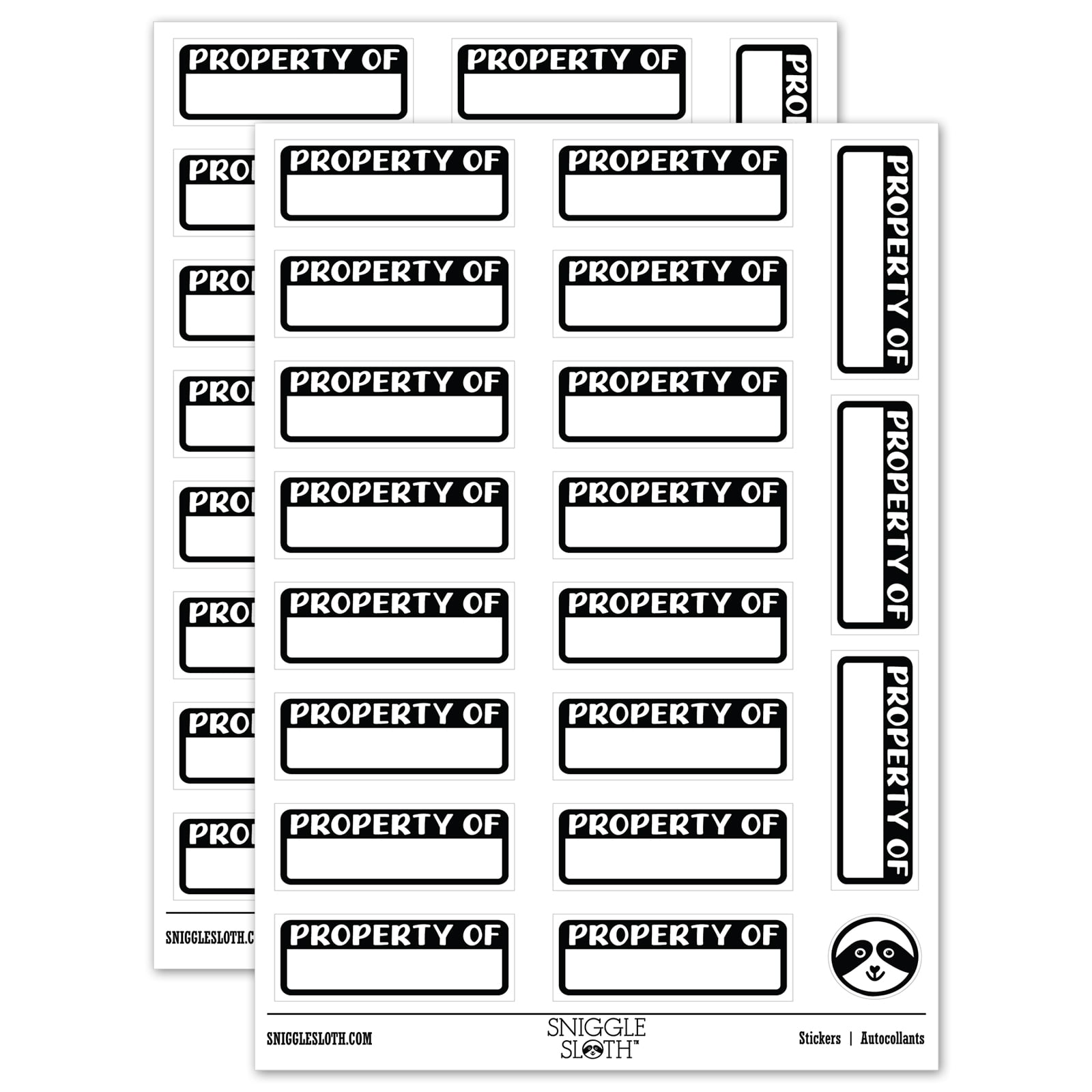 Property Of Fill-in Sticker Set - White - Gloss Finish - 2.00" Large ...