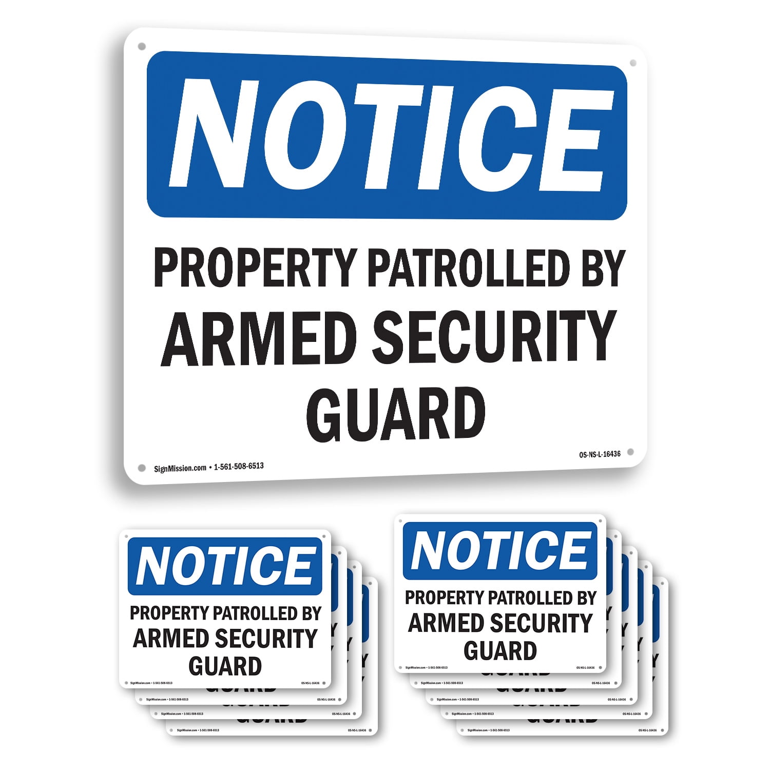 Property Patrolled By Armed Security Guard OSHA Notice Aluminum Sign 24 ...