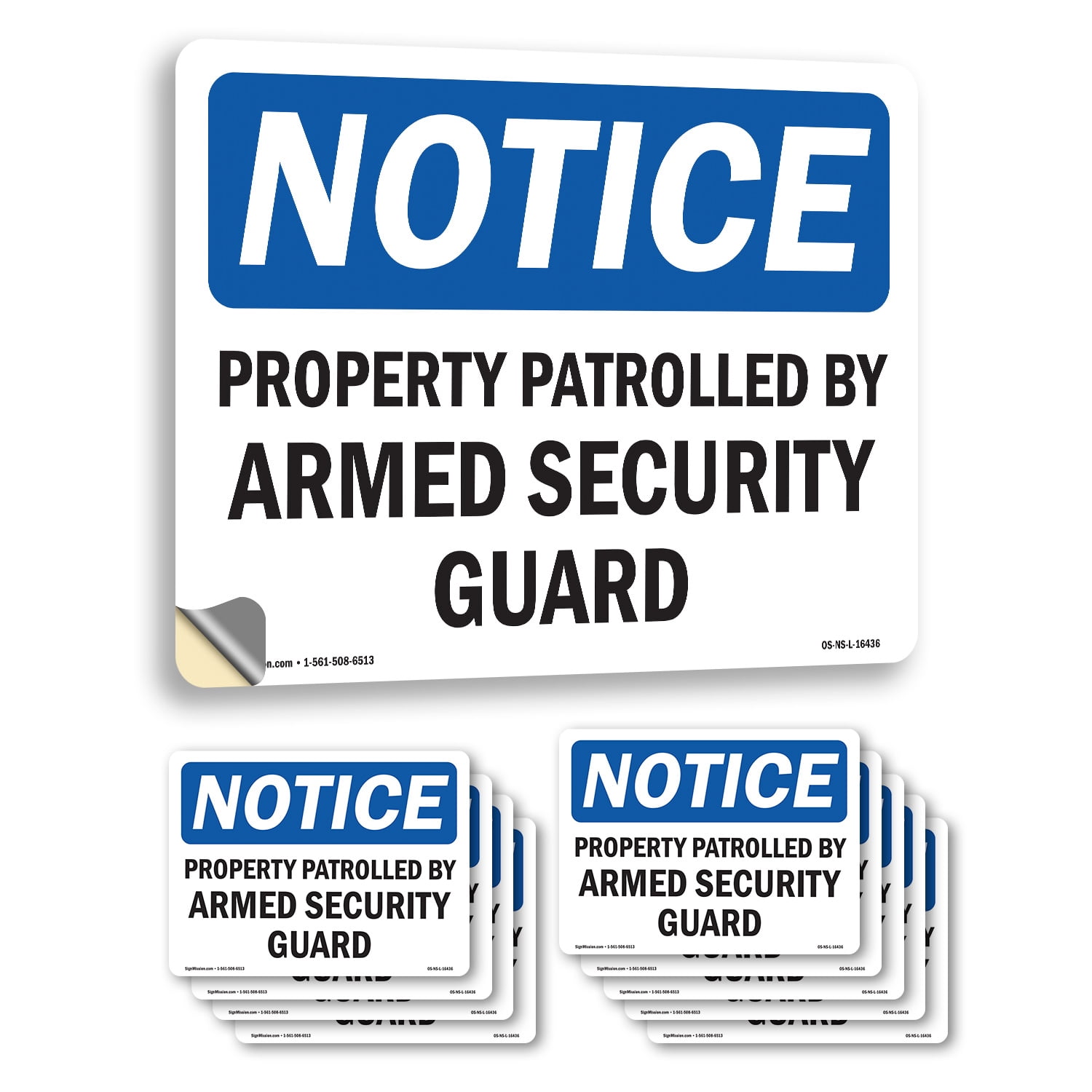 Property Patrolled By Armed Security Guard OSHA Notice Vinyl Decal ...