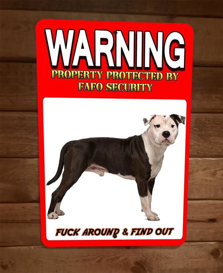 Property Protected FAFO Staffordshire Terrier Dog metal aluminium Wall ...