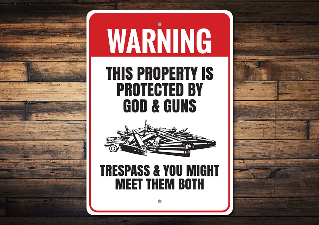 Property Protected by God & Guns Warning Novelty Decor, Metal Wall Sign ...