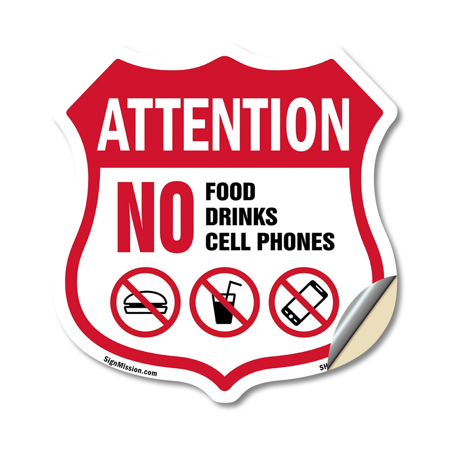 Property Shield Sign No Food No Drinks No Cell Phone 12 inch X 12 inch ...