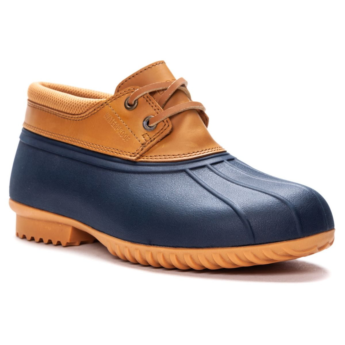 Propet Women's Ione Waterproof Duck Bootie Navy/Brown - WBX082LNBR ...