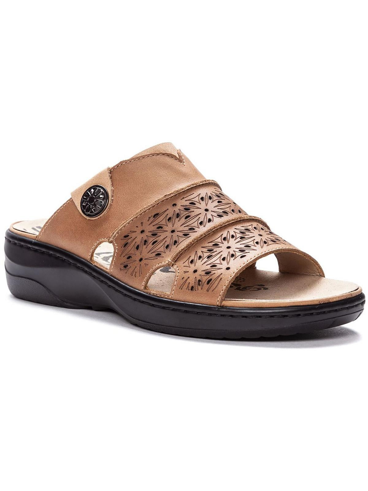 Propet Womens Gertie Leather Open Toe Slide Sandals - Walmart.com