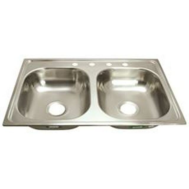 Proplus 4-Hole Double Bowl Kitchen Sink For Mobile Homes, 24-Gauge ...
