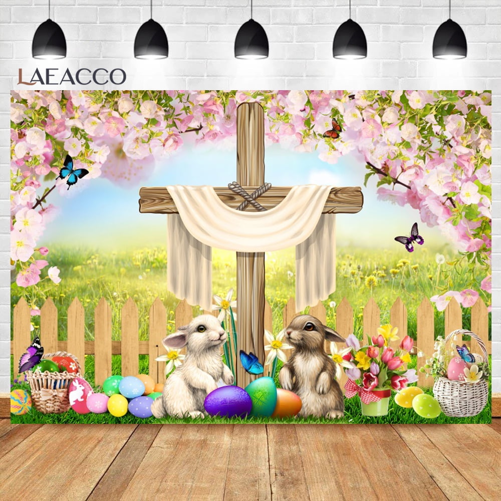 Props Backdrop Easter Happy Christian Church Belief Religious Floral ...