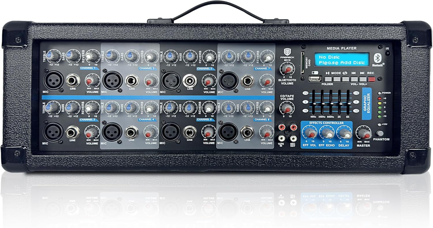 Proreck MX18 8-Channel 2400w Professional Audio Mixer - Walmart.com