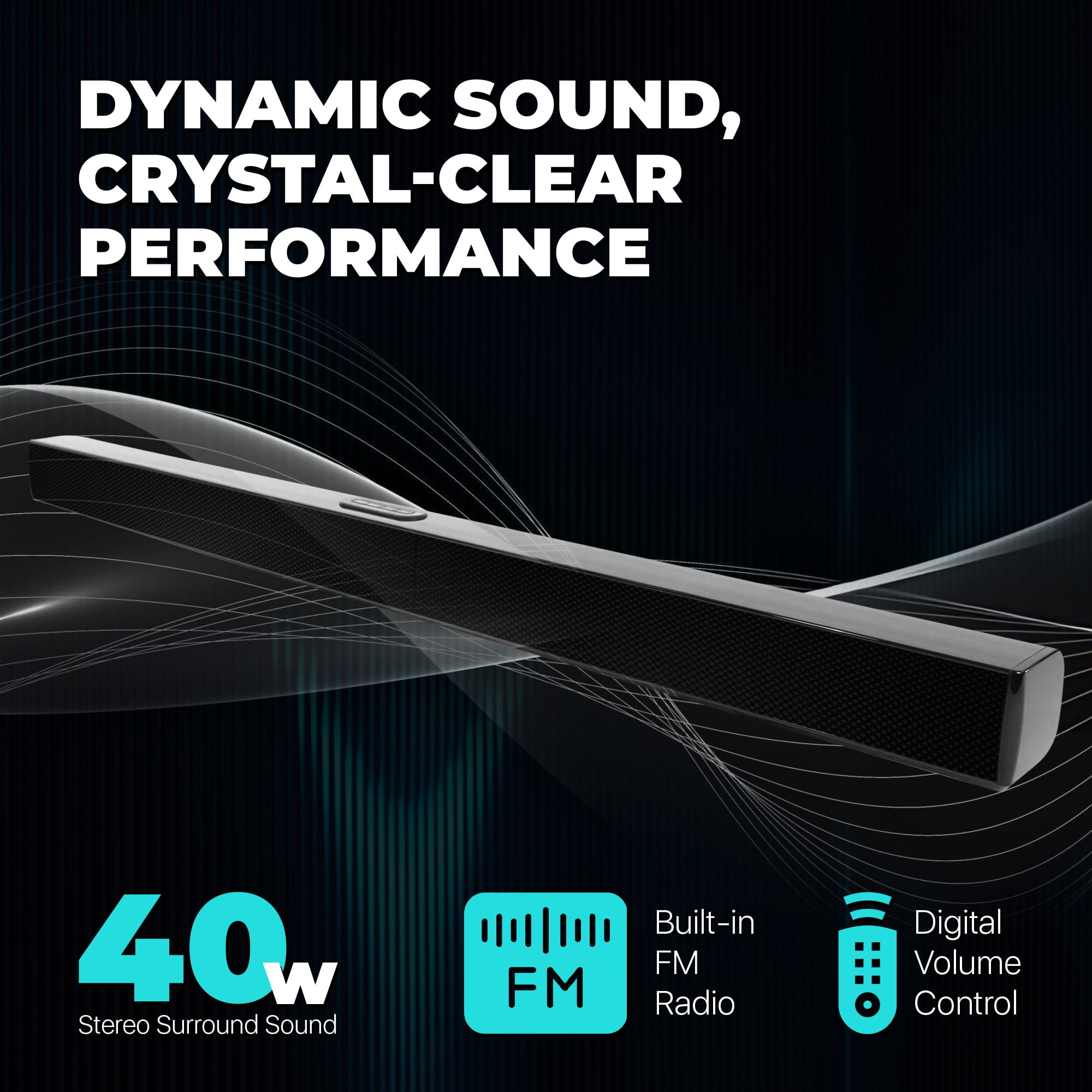 Proscan 37-inch Bluetooth(R) Ultra-Slim Sound Bar with Optical Input ...