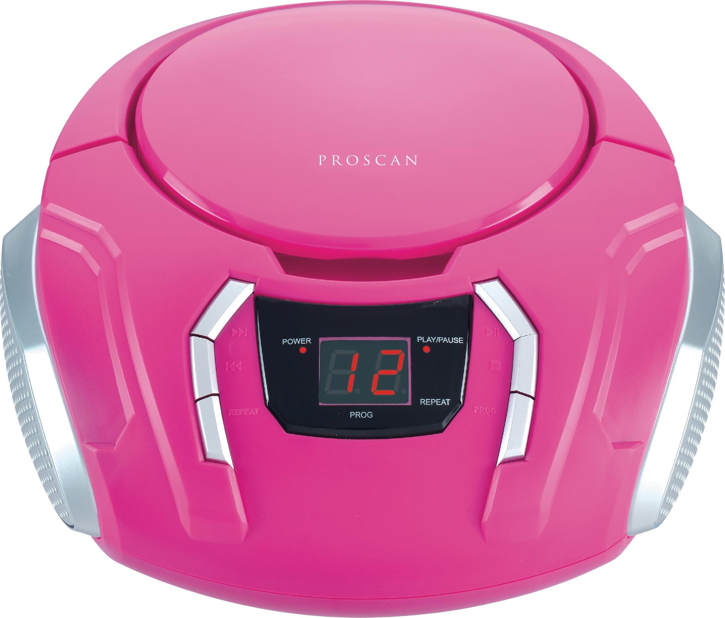 Proscan Portable CD Player, AM FM Radio Boombox, Pink with Stereo ...