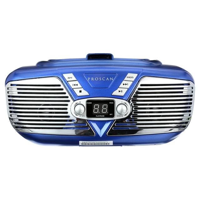 Free Shipping! Proscan Retro-Style Portable CD Radio BoomBox, Blue ...