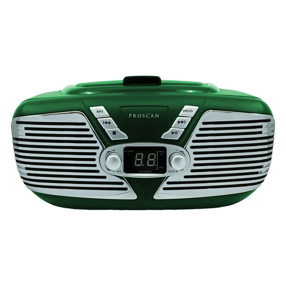 Proscan Retro-Style Portable CD Radio BoomBox, Green, PRCD211 - Walmart.com