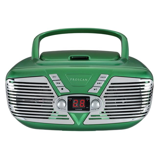 Proscan Retro-Style Portable CD Radio BoomBox, Green, PRCD211 - Walmart.com
