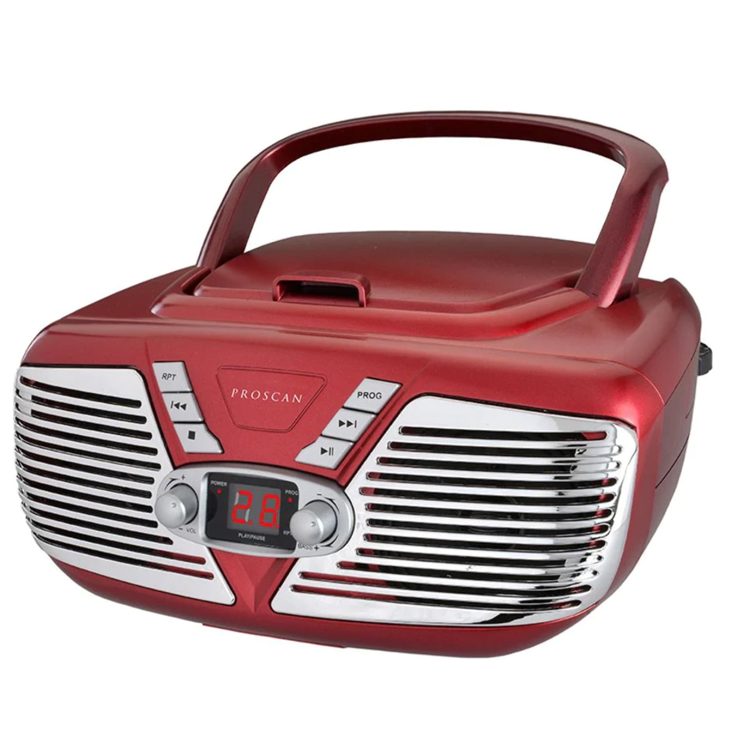 Proscan Retro-Style Portable CD Radio Boombox, Red, PRCD211 - Walmart ...