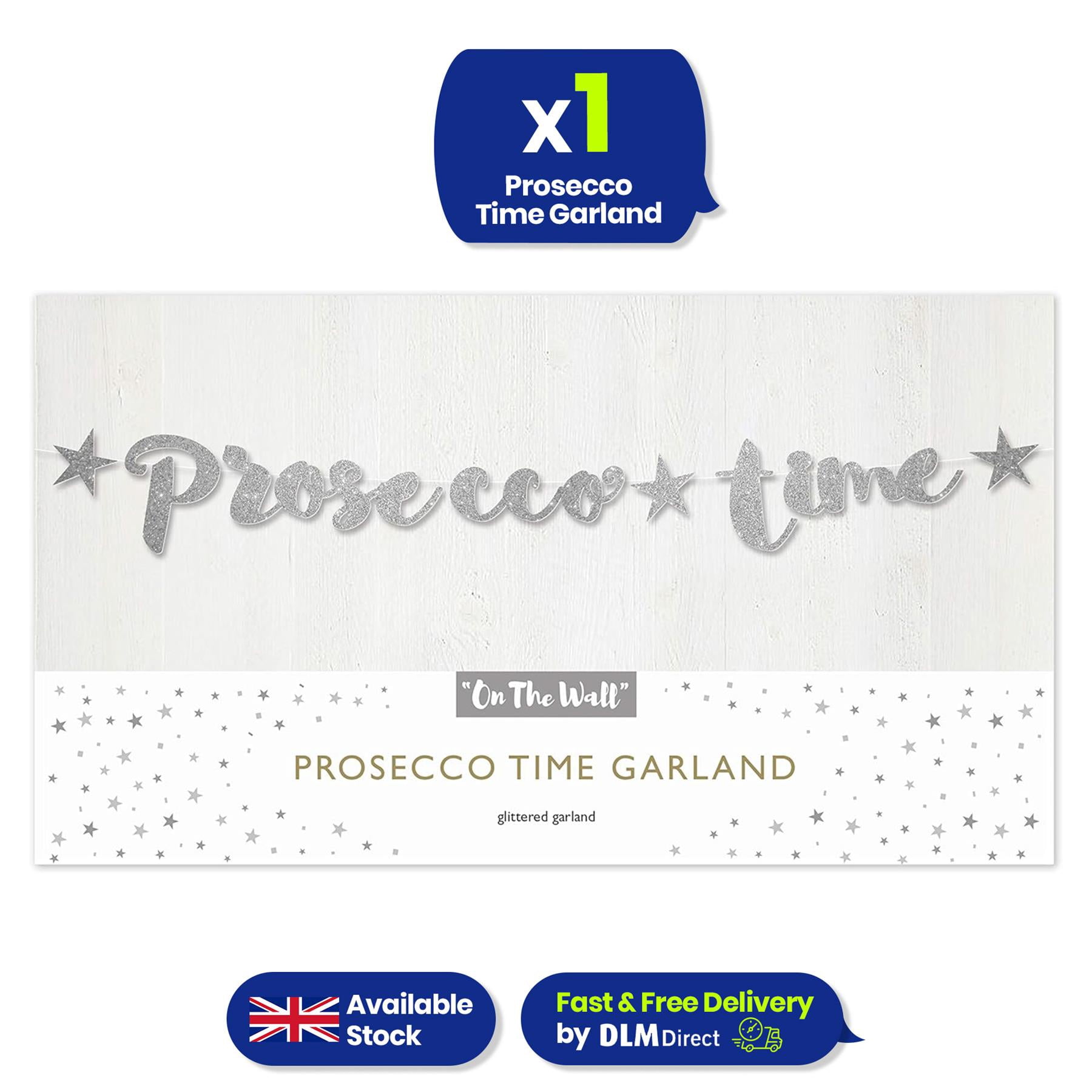 Prosecco Banner 1.5m Silver Glitter Champagne Party Decoration ...