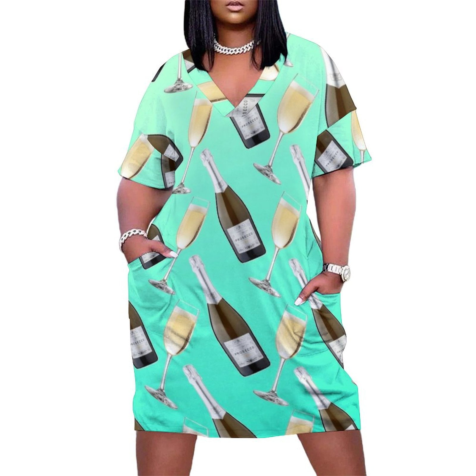 Prosecco Pattern Loose Pocket Dress elegant party dresses for women ...