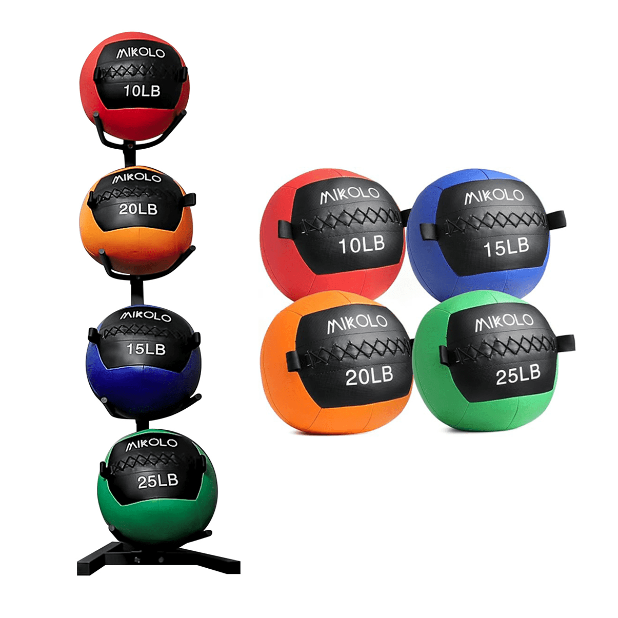 Mikolo Fitness 70LB Wall Ball with Wall Ball Rack, Soft Leather ...