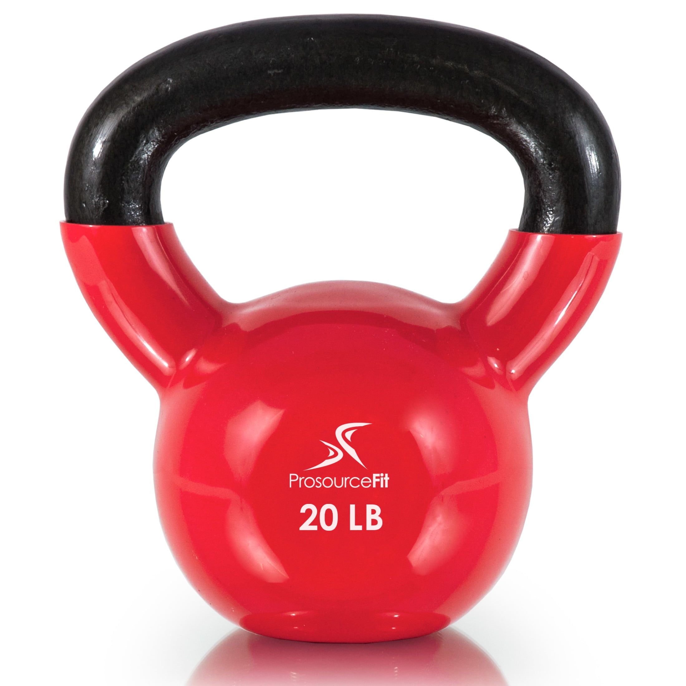 ProsourceFit 20lb Red Vinyl Coated Cast Iron Kettlebell for Full Body ...