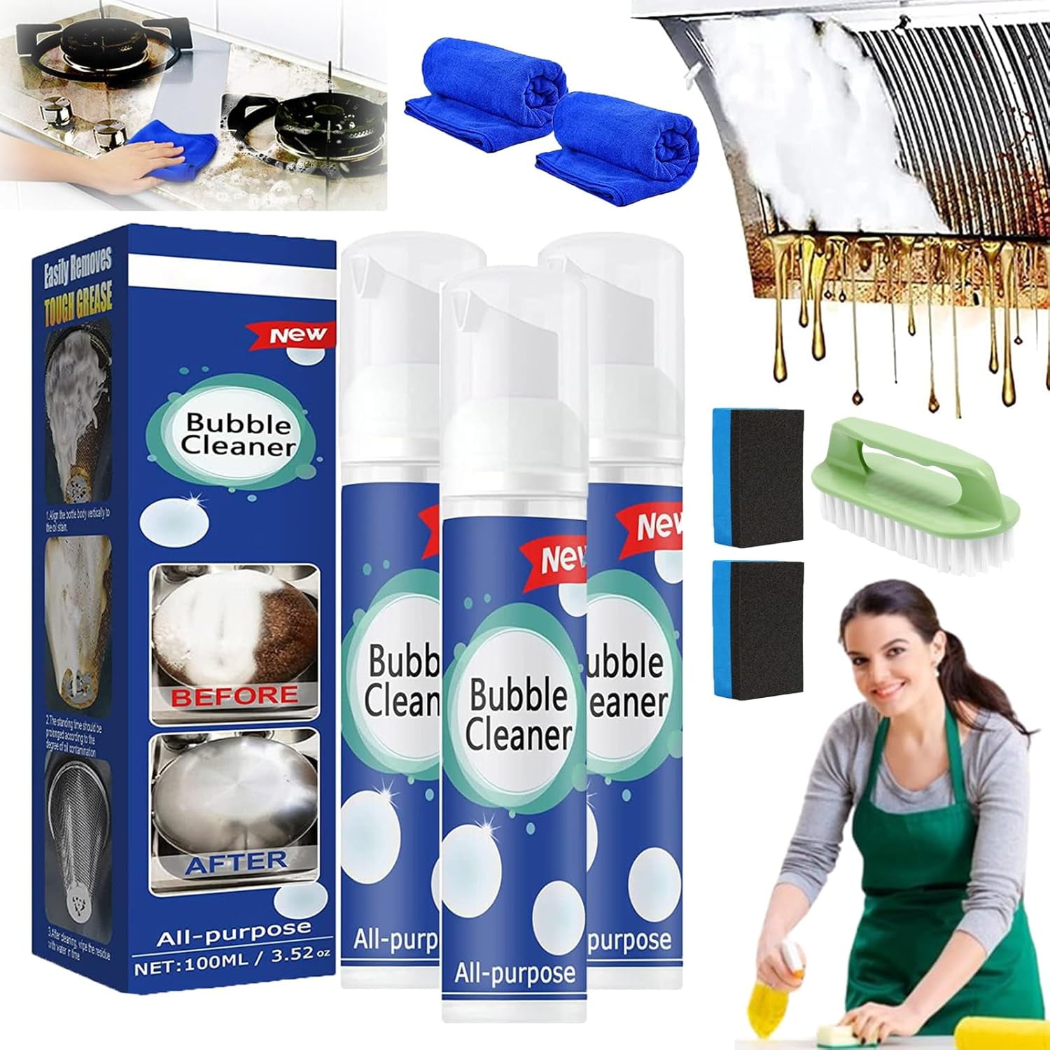 Prospectivte All Purpose Rinse Cleaning Spray, Bubble Cleaner Foam Spray, Foaming Heavy Oil ...