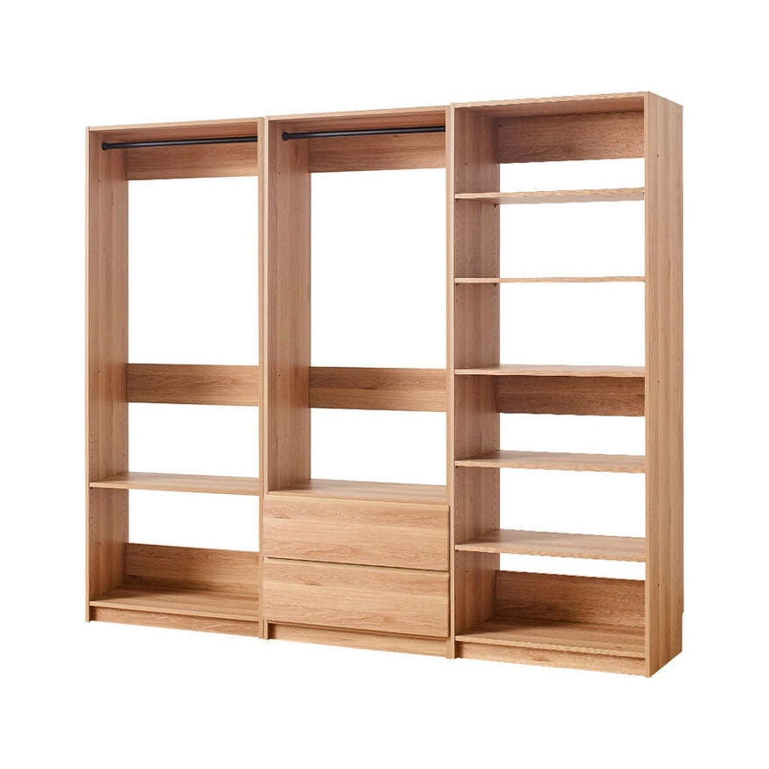 Prosper Oak Freestanding Walk-In Wood Closet System with Modular ...