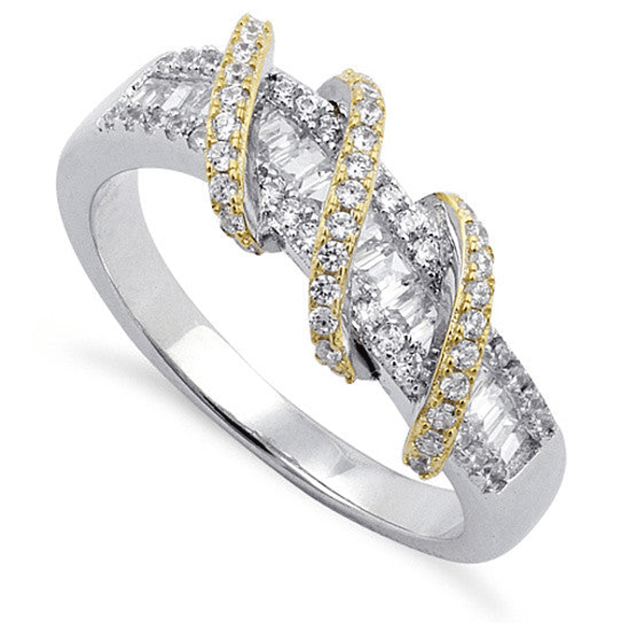Prosper Platinum Ring With Golden Loops[ 9 ] - Walmart.com